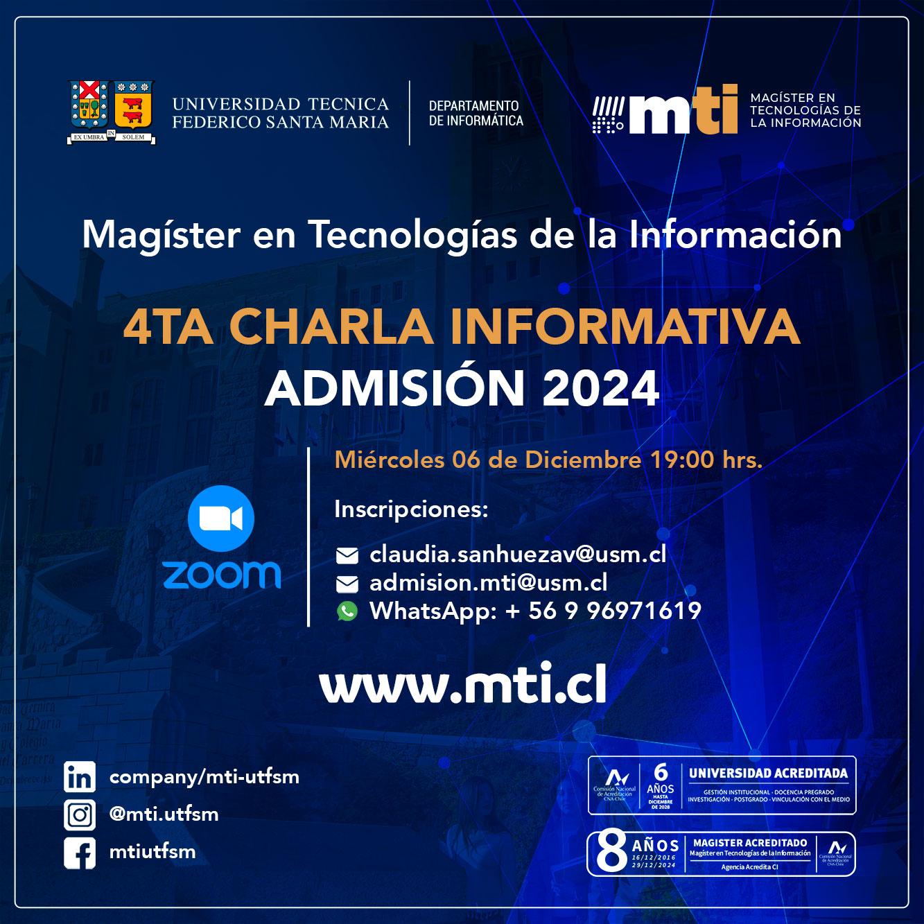 4ta Charla Informativa – Admisión MTI-2024 - MTI