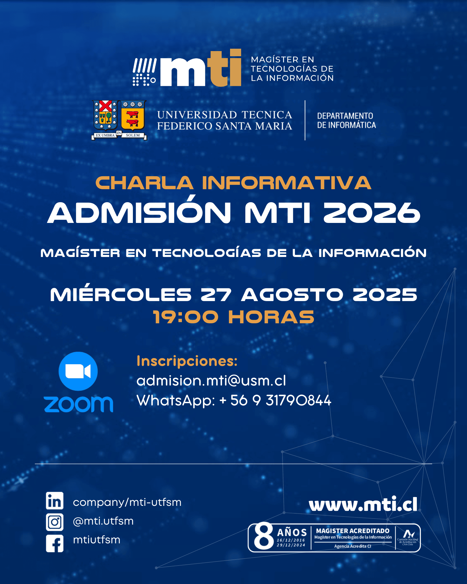1ª Charla Informativa – Admisión MTI-2026 - MTI